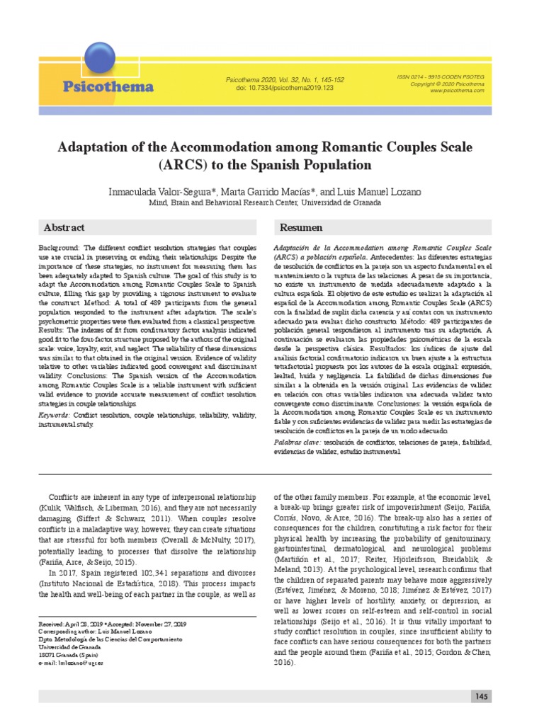 Adaptation of The Accommodation Among Romantic Couples Scale (ARCS) To ...