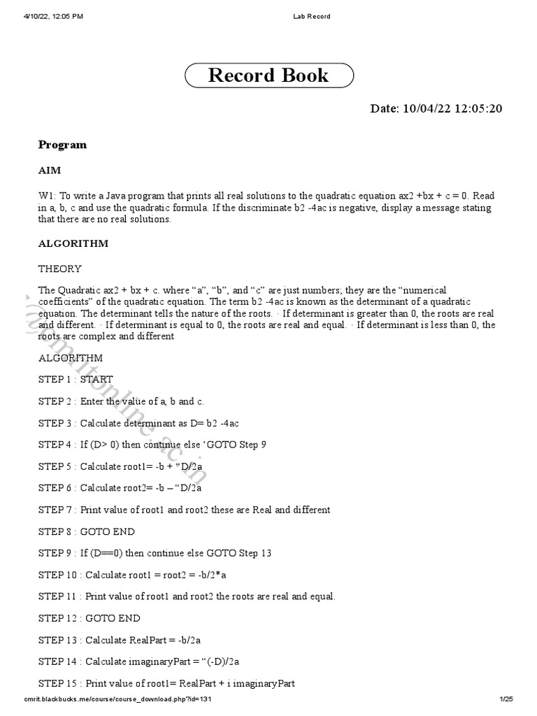 7@cmritonline - Ac.in: Record Book | PDF | Constructor (Object Oriented Programming) | Programming