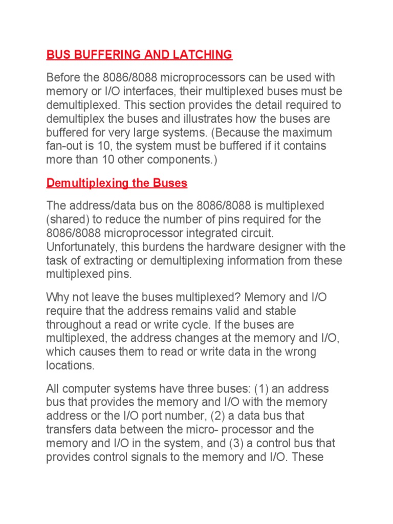 8086 Bus Buffering | PDF | Input/Output | Multiplexing 8086 Bus Buffering | PDF | Input/Output | Multiplexing