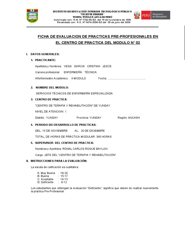 Ficha de Evaluacion Segundo Modulo | PDF