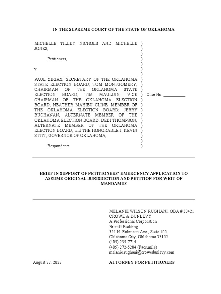 Write brief filed in the Oklahoma Supreme Court by SQ 820 Campaign ...