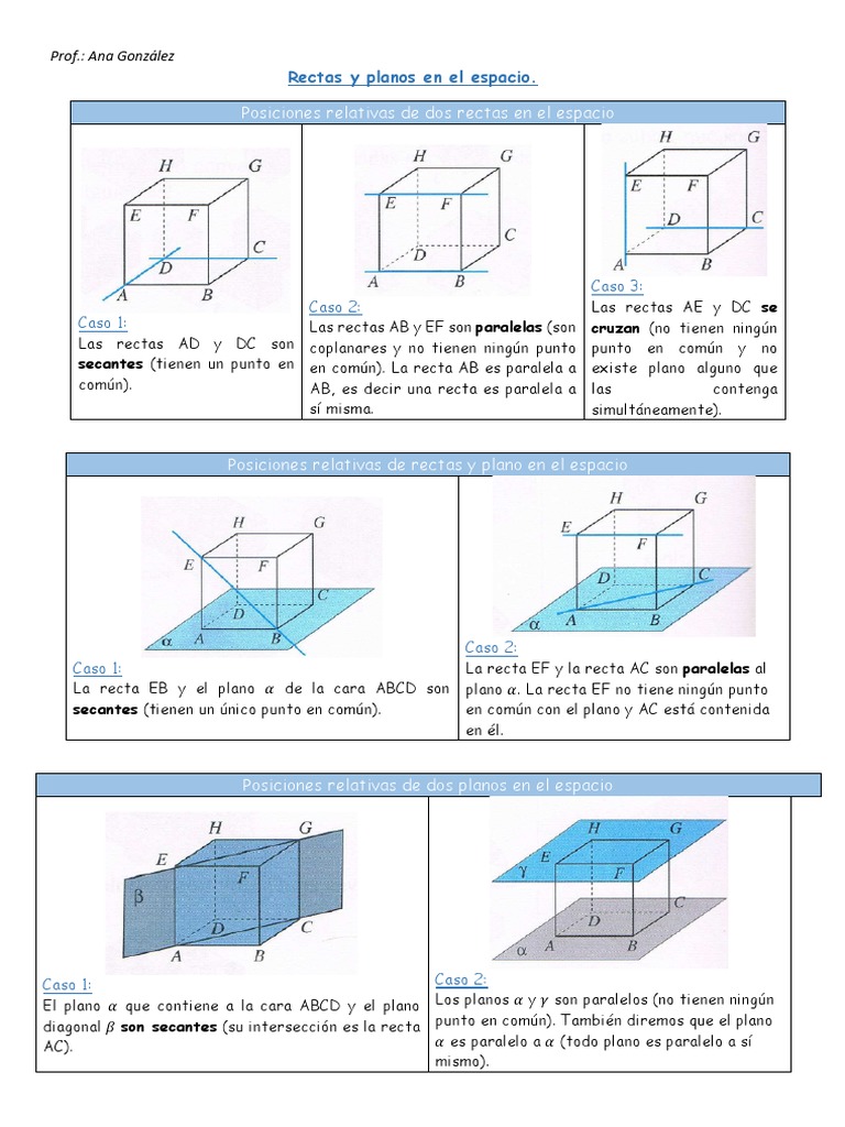 Rectas y Planos en El Espacio | PDF | Geometria plana) | Perpendicular