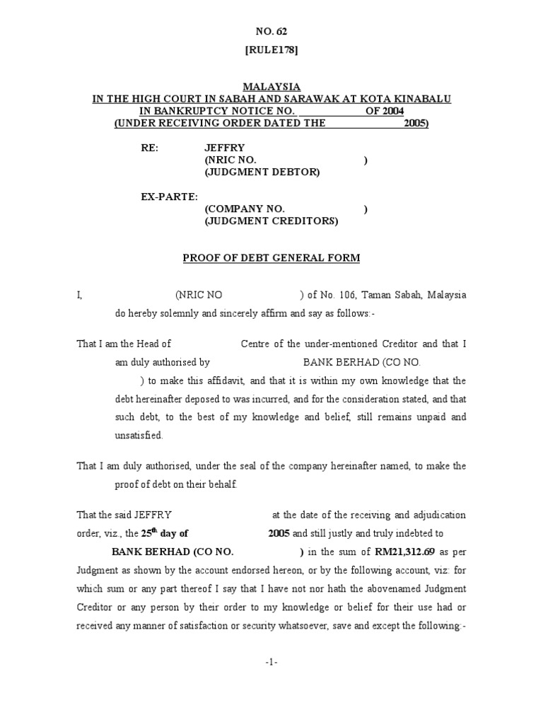 Proof of Debt Genform | PDF