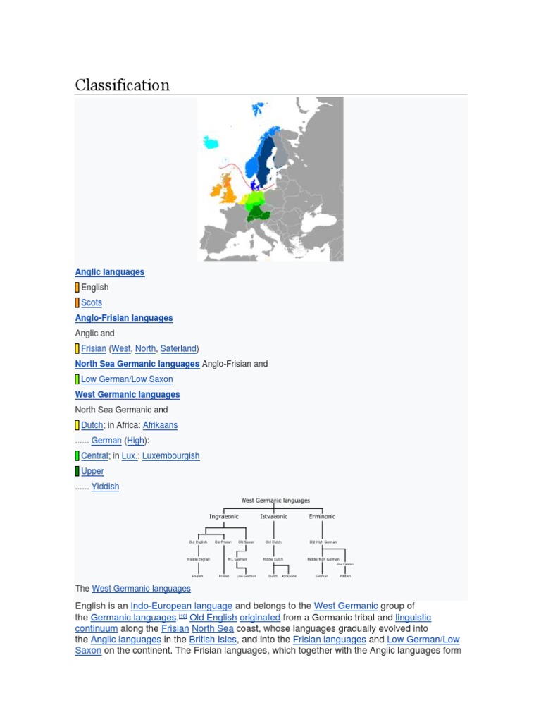 Classification: Anglic Languages | Download Free PDF | English Language ...