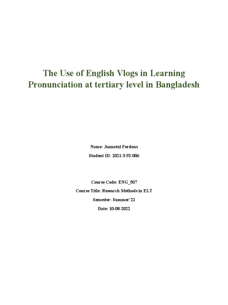 English Vlogs for Pronunciation Learning | PDF | Sampling (Statistics ...