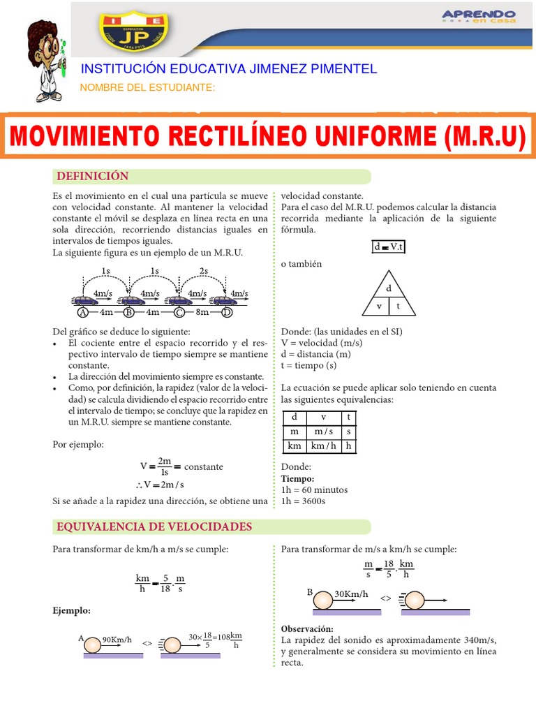 Ficha de Mru | PDF | Velocidad | Mecanica clasica