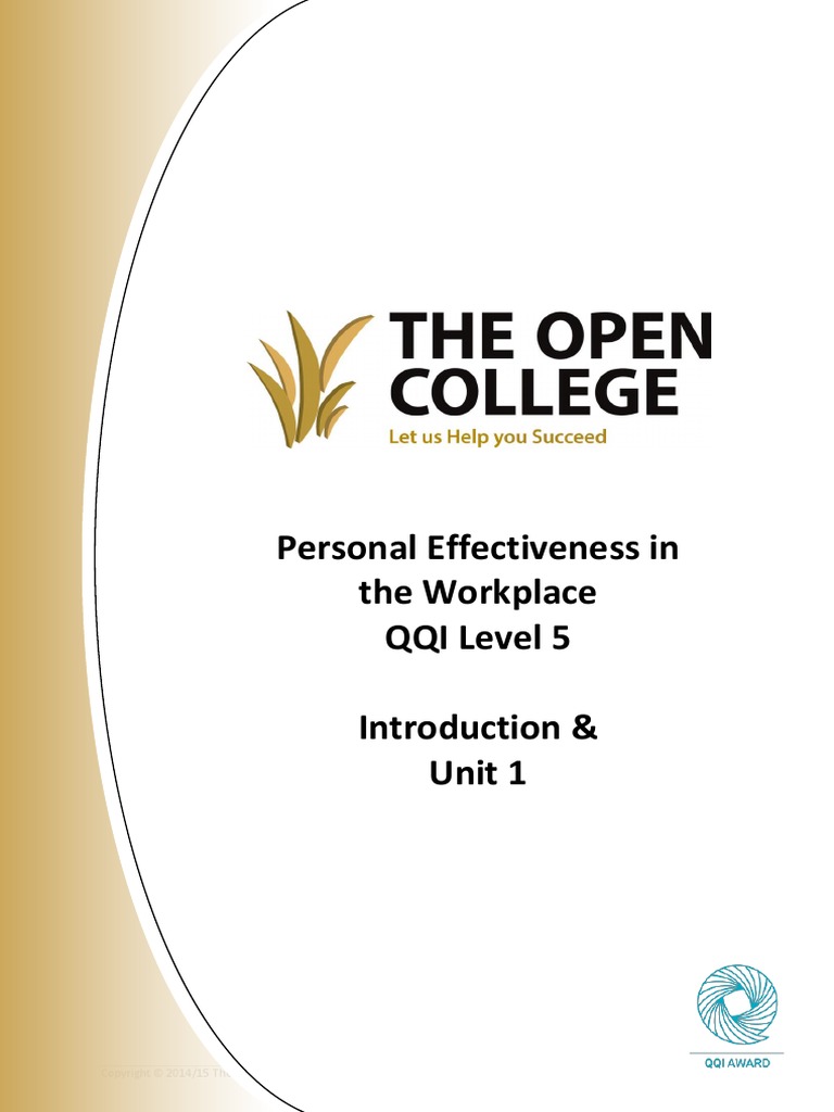 Personal Effectiveness in The Work Place (QQI Level 5) - Unit 1v1 | PDF ...