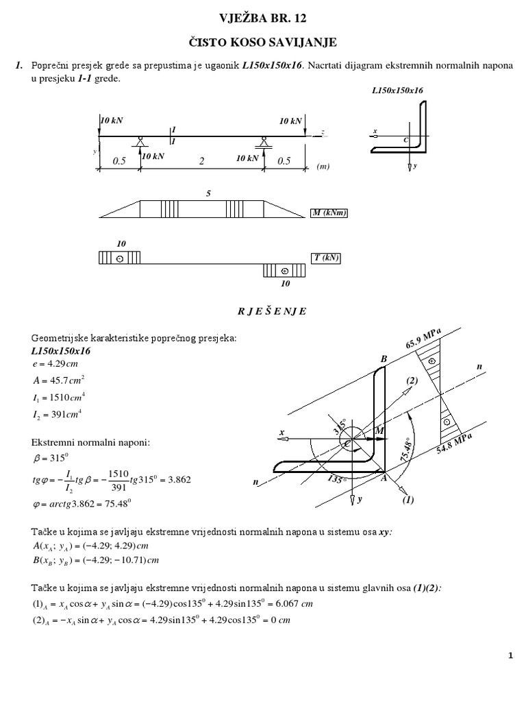 Vjezba 12 Koso Savijanje | PDF