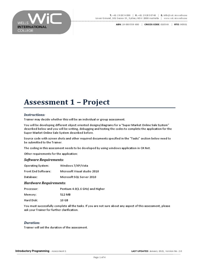 Assessment 1 Project Instructions Pdf Microsoft Windows