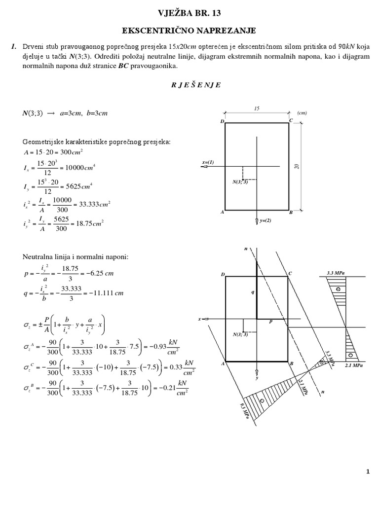 Vjezba 13 Ekscentricno Naprezanje | PDF
