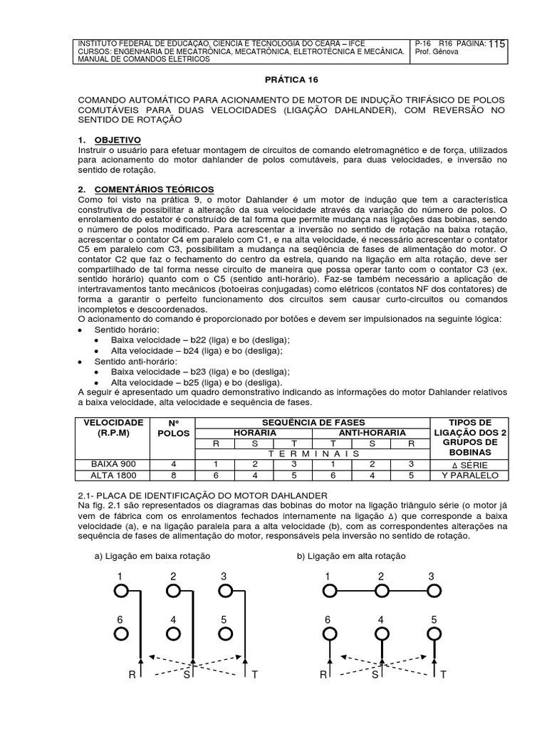 Prática 16 - r16 Motor Dahlander Com Reversão | PDF | Bens ...