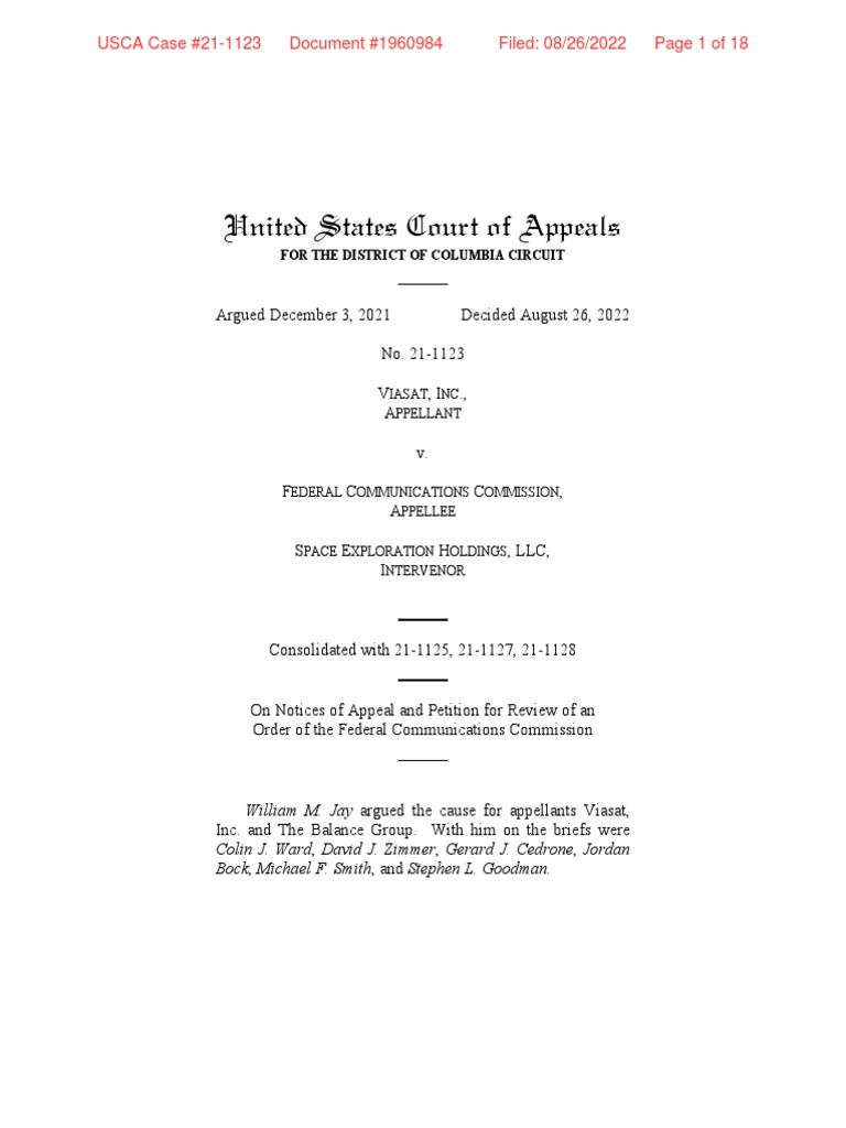Appeal Court Ruling FCC Viasat Dish | PDF | National Environmental ...