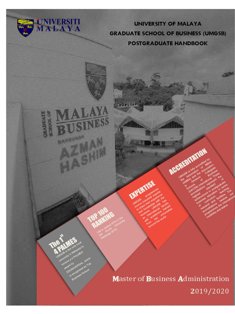 Master of Business Administration Programme Handbook 2019/2020: A ...