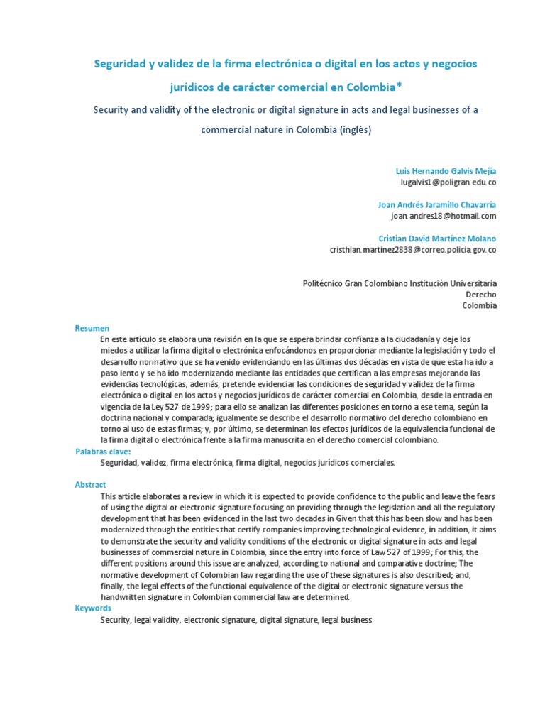 Seguridad y Validez de La Firma Electrã Nica | PDF