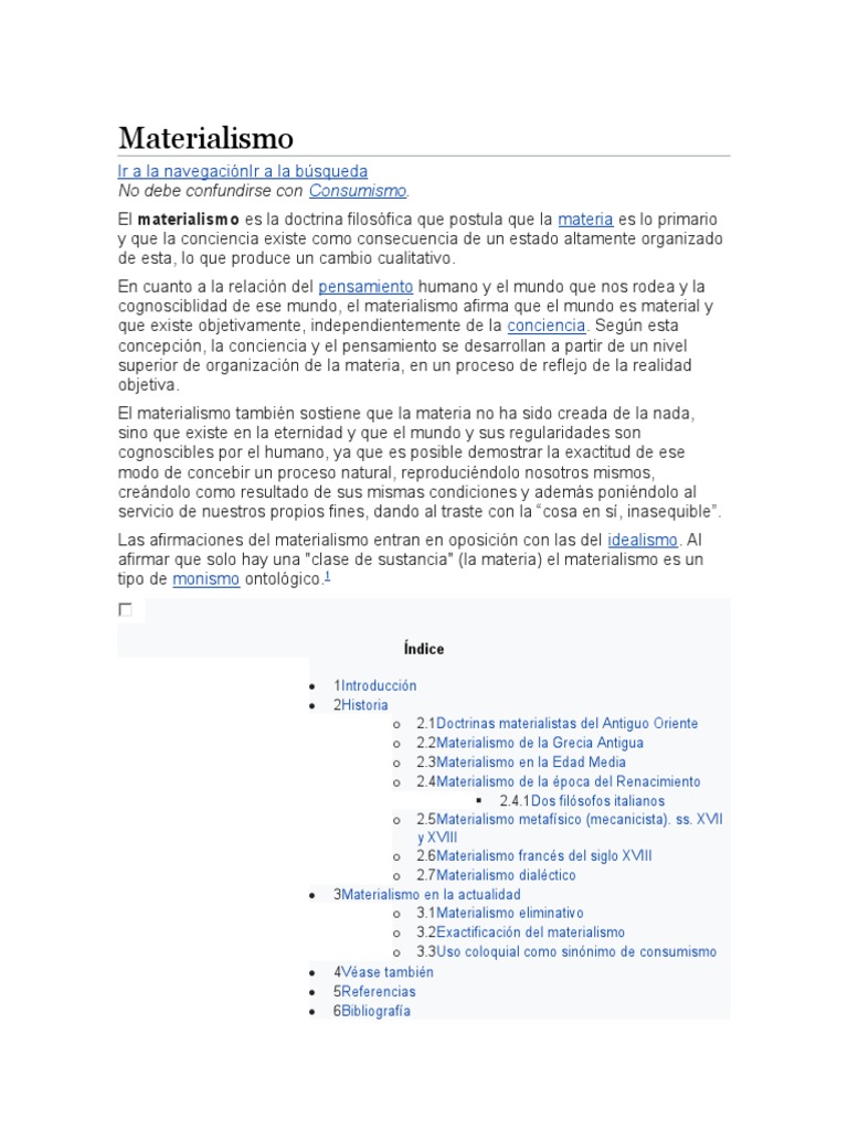 Materialismo | PDF | Materialismo | Epistemología