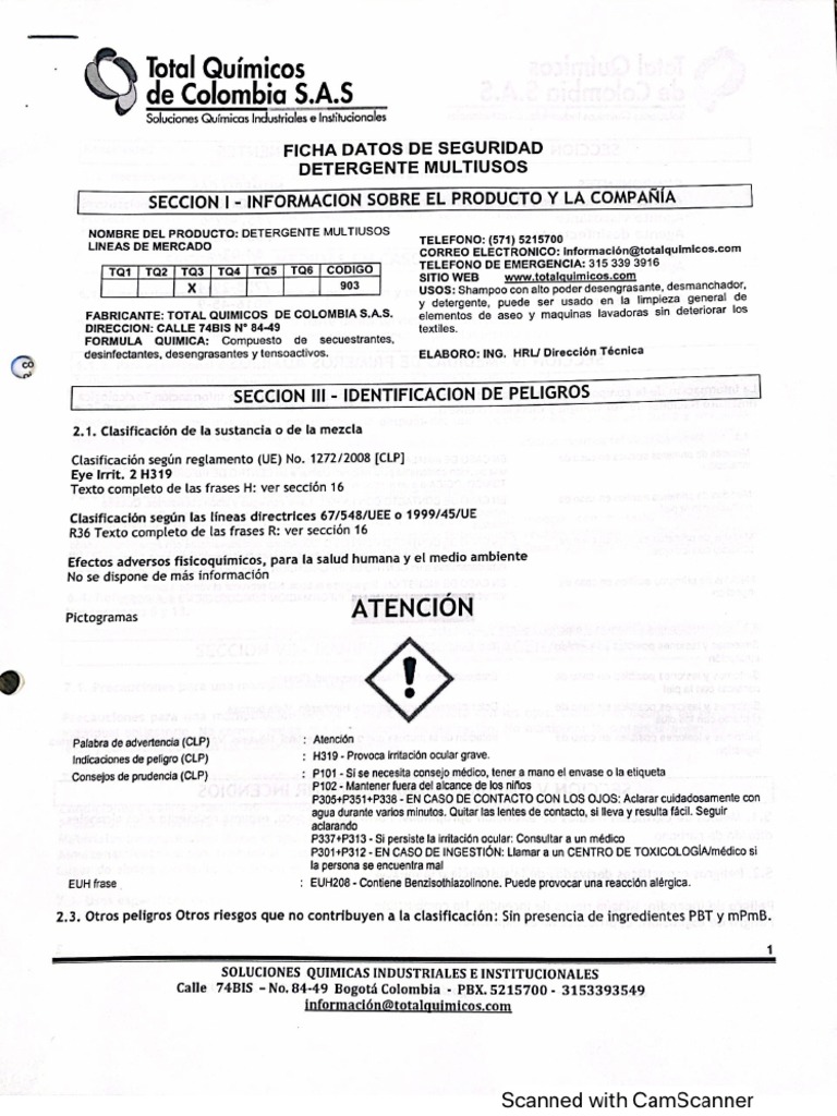 FDS Detergente Multiusos | PDF