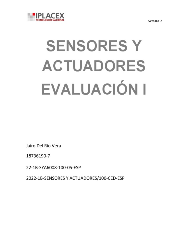 Evaluacion 1 Sensores y Actuadores Jairo Del Rio Vera | PDF | Botella ...