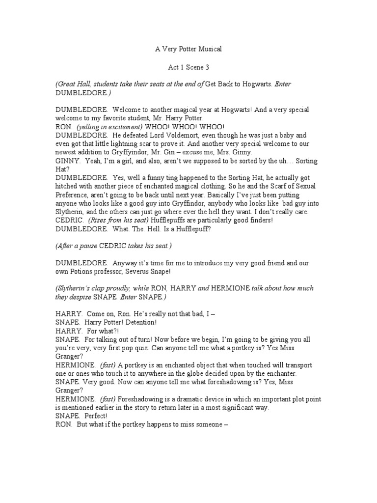 A Very Potter Musical Script | PDF | Literary Characters | Fictional ...