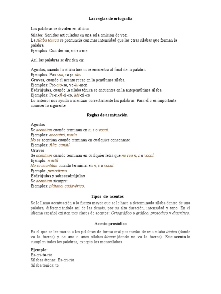 Las Reglas de Ortografía Básicas | PDF | Sílaba | Fonética