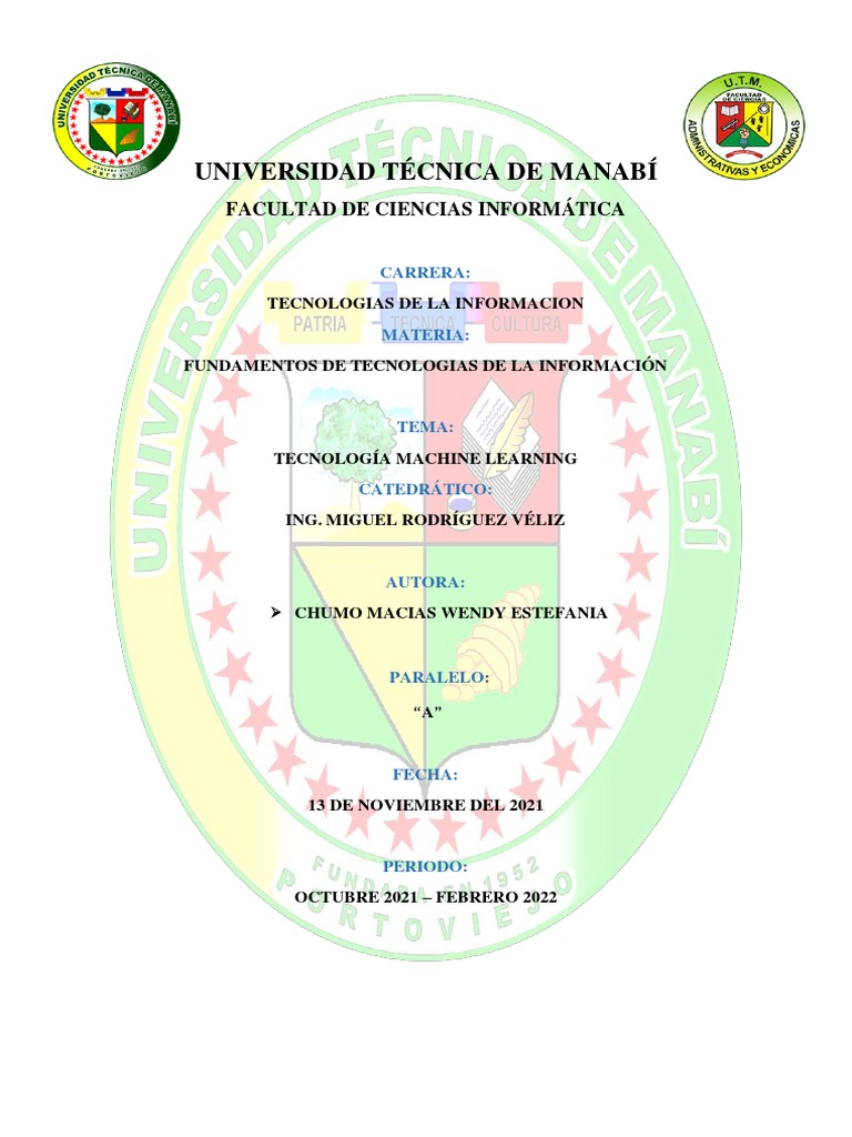 Chumo - Wendy - EnsayoU1 | PDF | Aprendizaje automático | Inteligencia ...