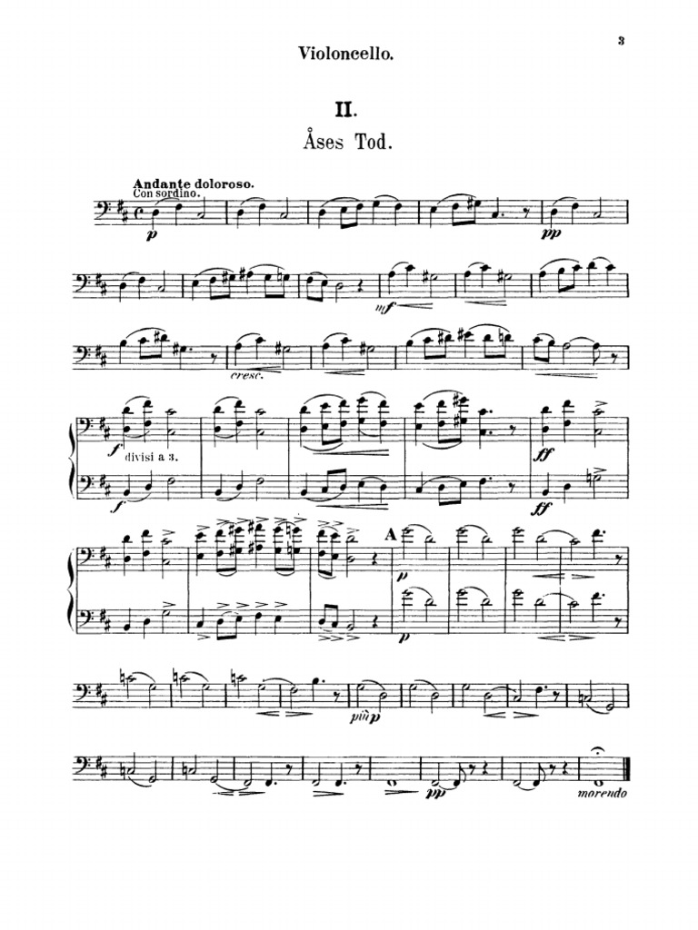 Edvard Grieg - Aase's Death CELLO | PDF