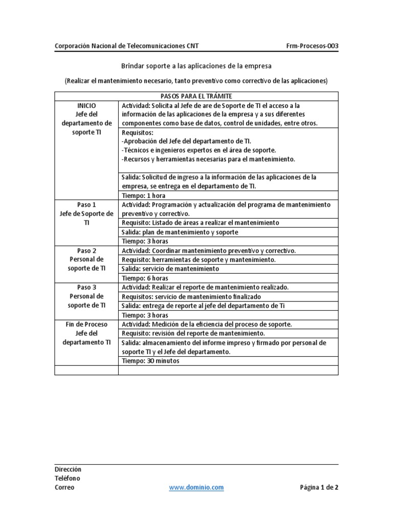 Proceso de Soporte Ti | PDF | Software de la aplicacion | Ingeniería ...