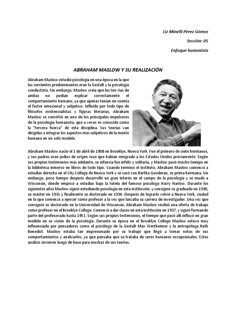 Abraham Maslow y Su Realización | PDF | Sicología | Conceptos psicologicos