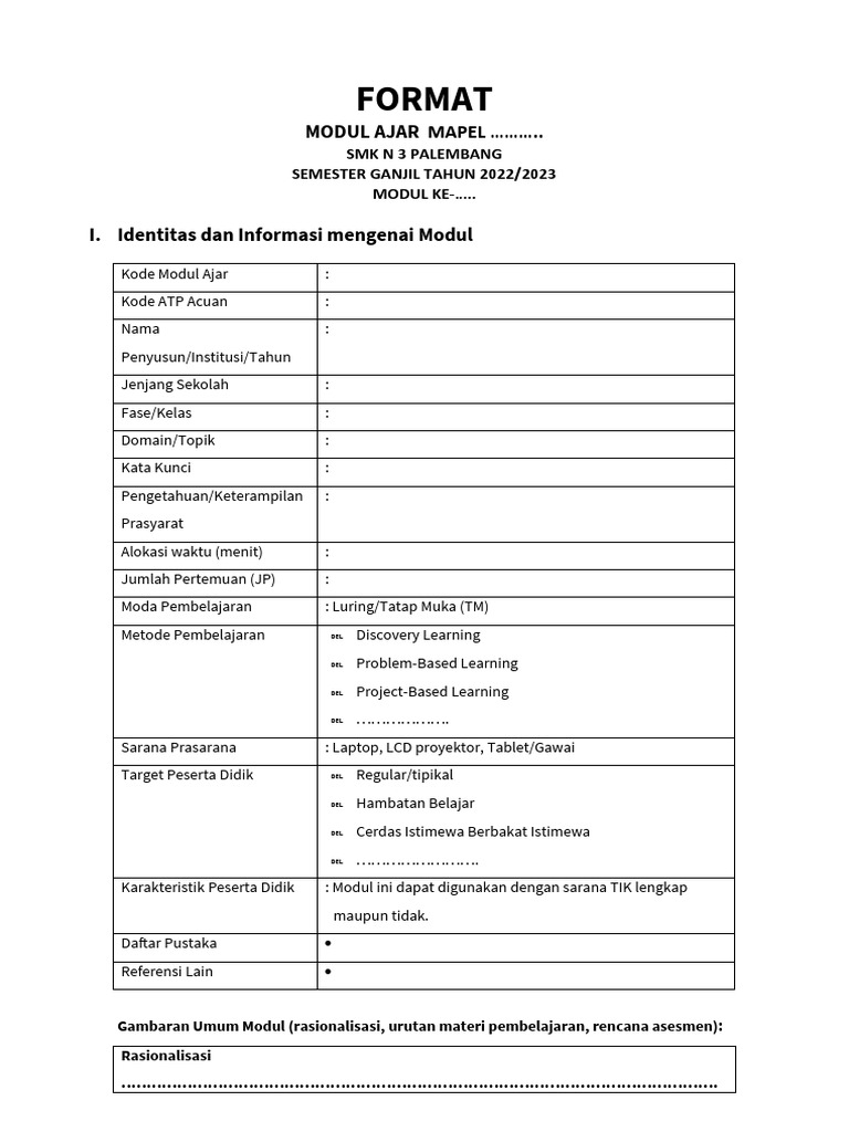 Format Modul Ajar Kumer | PDF