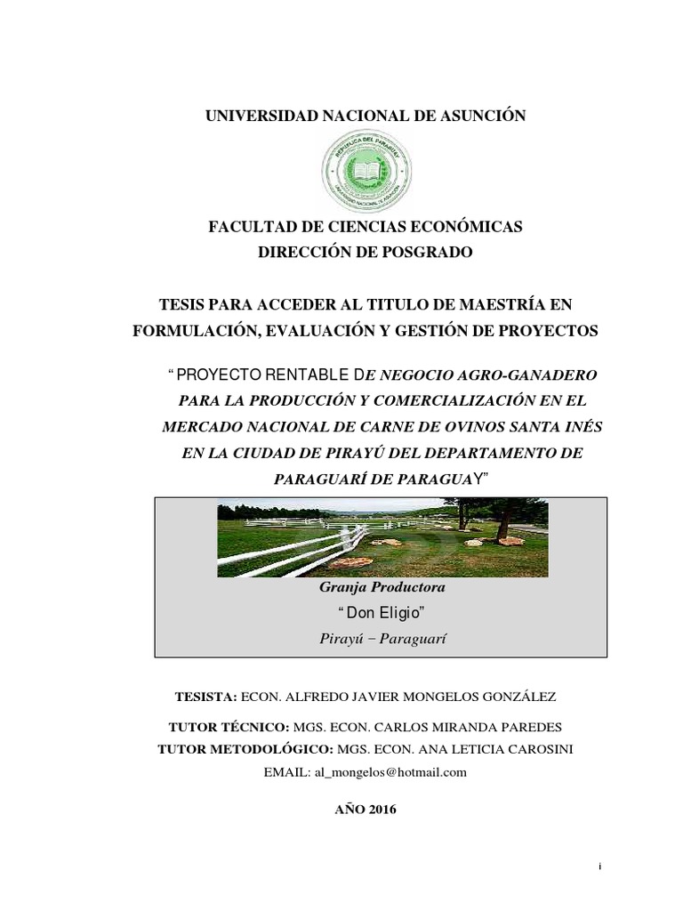 Ajmg Tesis Final 29 07 2016 | PDF | Mercado (economía) | Oveja