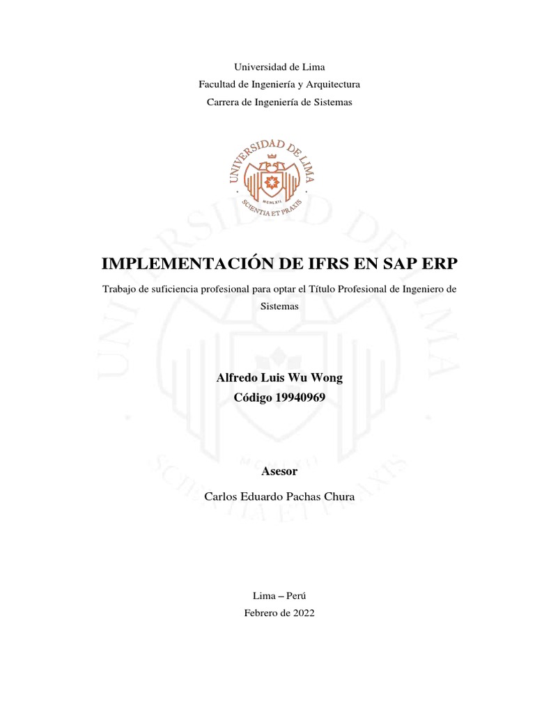 Wu - Implementación de IFRS en SAP ERP | PDF | normas internacionales de INFORMACION FINANCIERA ...