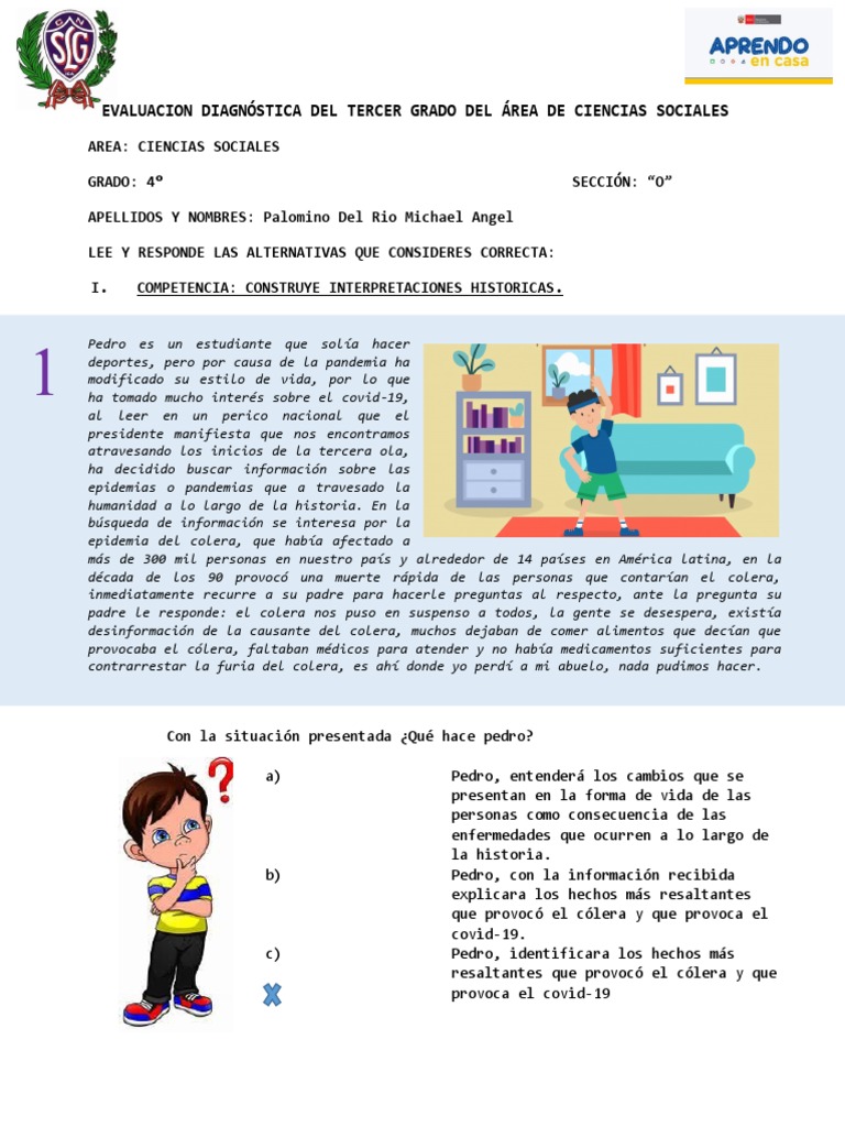 Evaluación Diagnóstica CCSS - Cuarto Grado Tarde | PDF | Cólera | Especialidades Medicas
