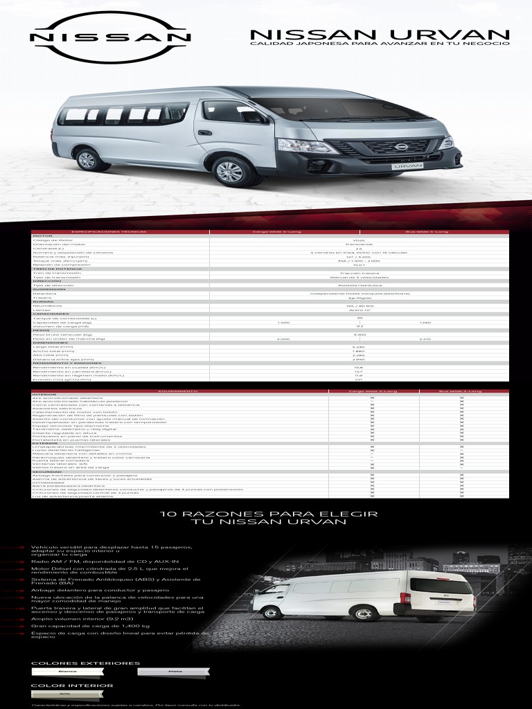 Ficha Tecnica Urvan | PDF | Eje | Airbag