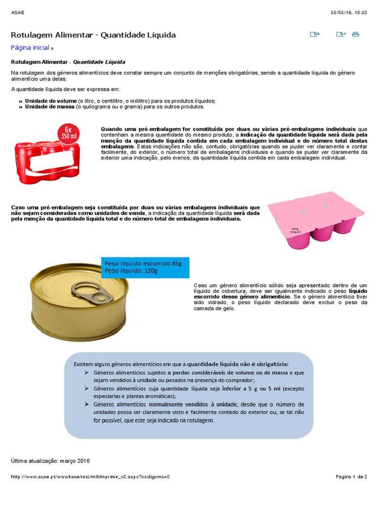 Rotulagem Alimentar Quantidade Liquida | PDF | Embalagem e rotulagem ...