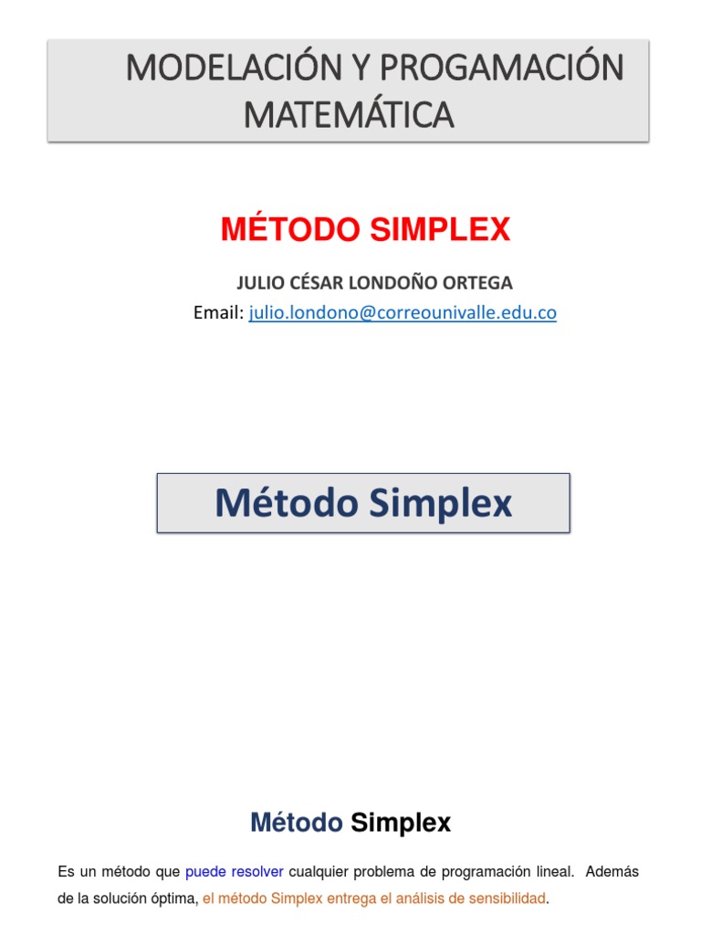 Método Simplex | PDF | Programación lineal | Lógica matemática