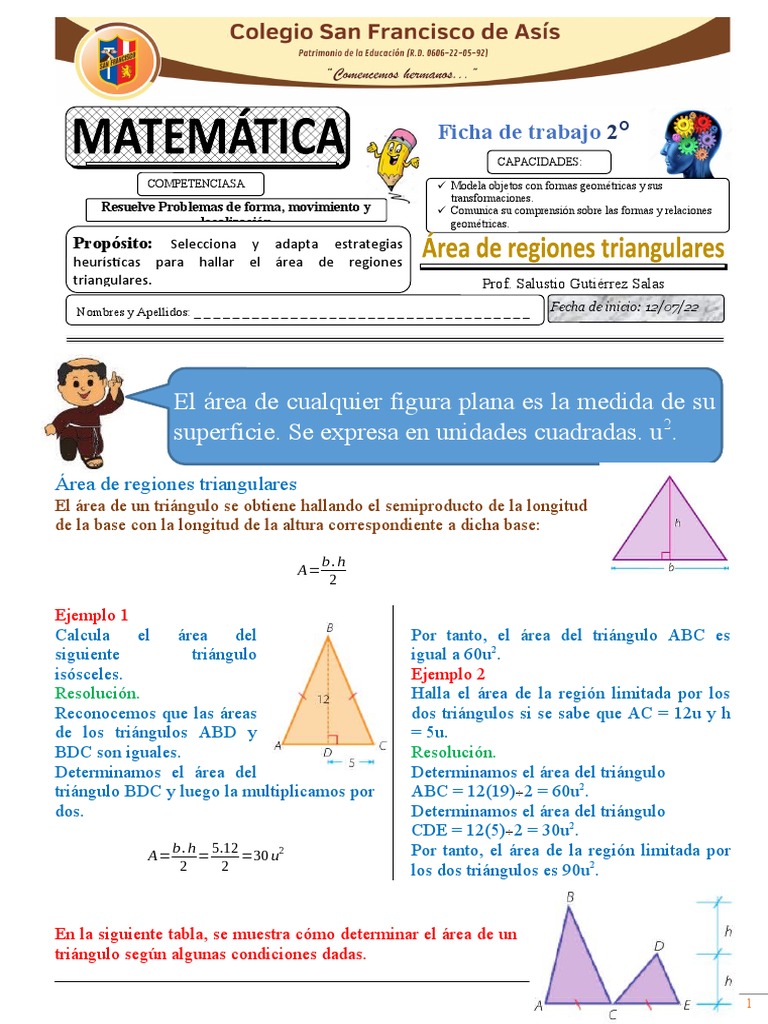 39 Área de Regiones Triangulares 2do | PDF | Triángulo | Geometría Elemental