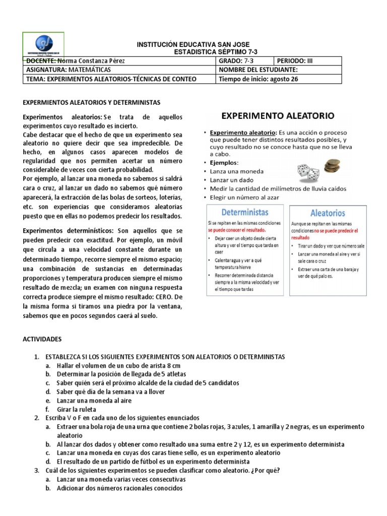 Técnicas de Conteo - Experimentos Aleatorios | PDF | Aleatoriedad | Probabilidad