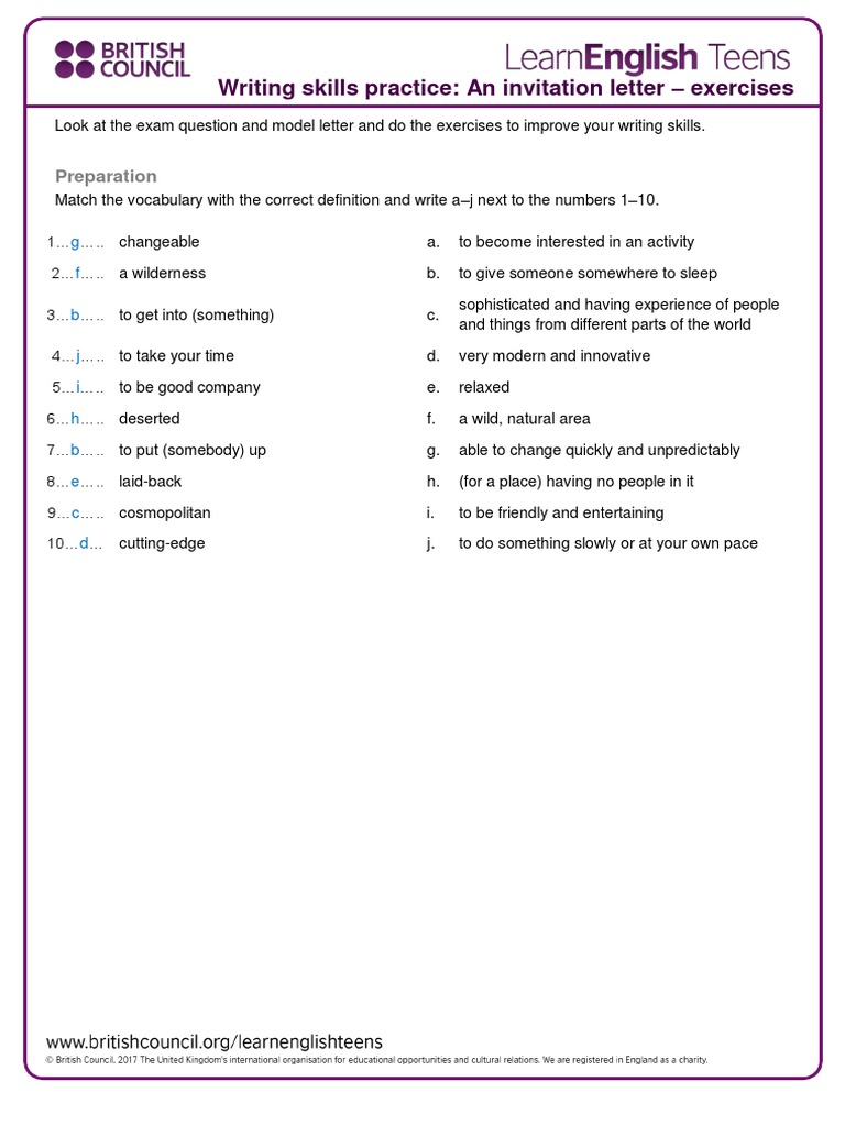 C1-Writing-An Invitation Letter - Lesson by The British Council | PDF ...