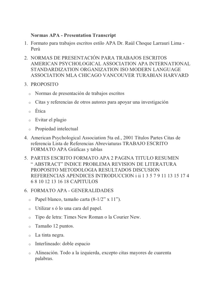 Normas APA Peru | PDF | Estilo apa | Estadísticas