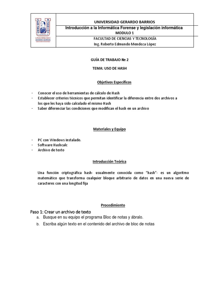 Guia de Ejercicios - Hash Forense Informatica | PDF | Informática ...