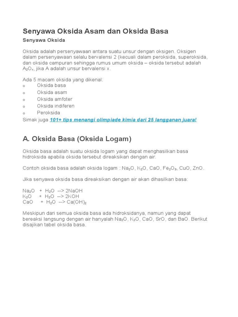 Oksida Asam Dan Oksida Basa | PDF