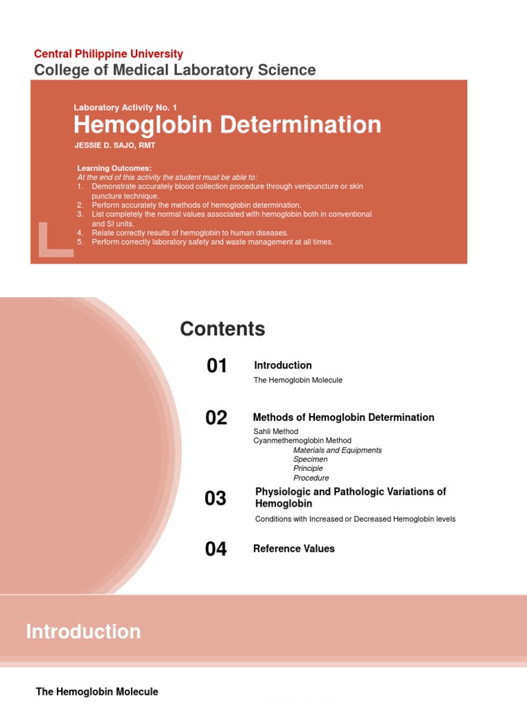 Lab Activity No. 1 - Slide Presentation | PDF | Hemoglobin | Red Blood Cell
