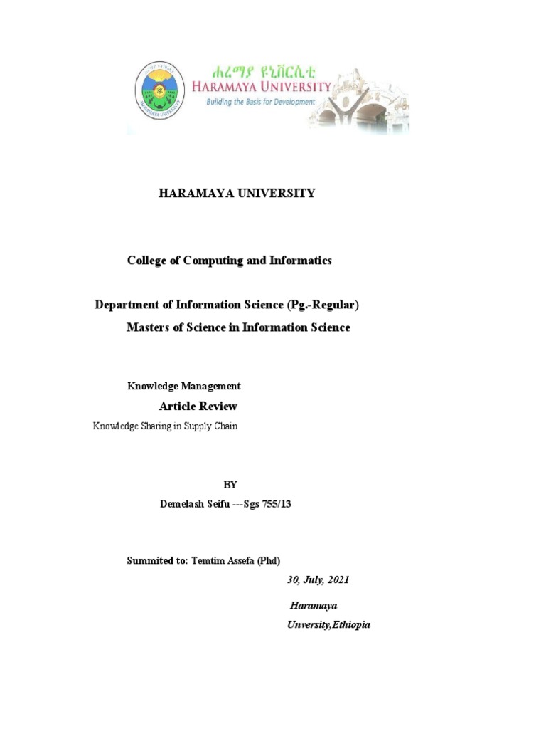 Demelash Seifu Review Article | PDF | Supply Chain | Information