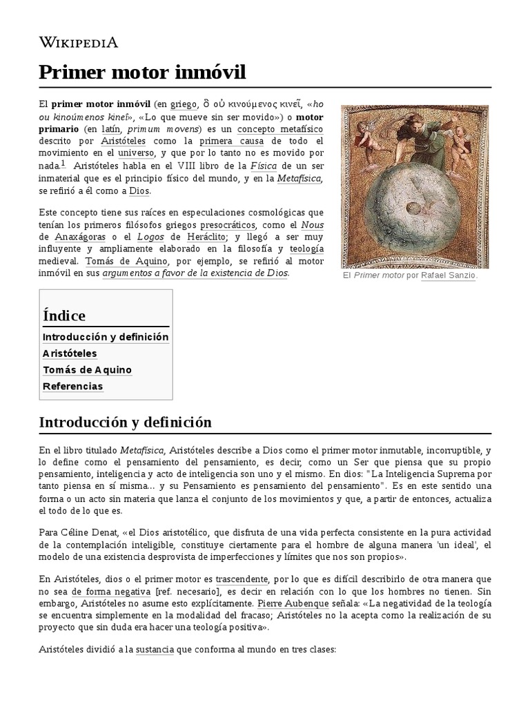 Primer Inmóvil Motor | PDF | Aristóteles | Metafísica