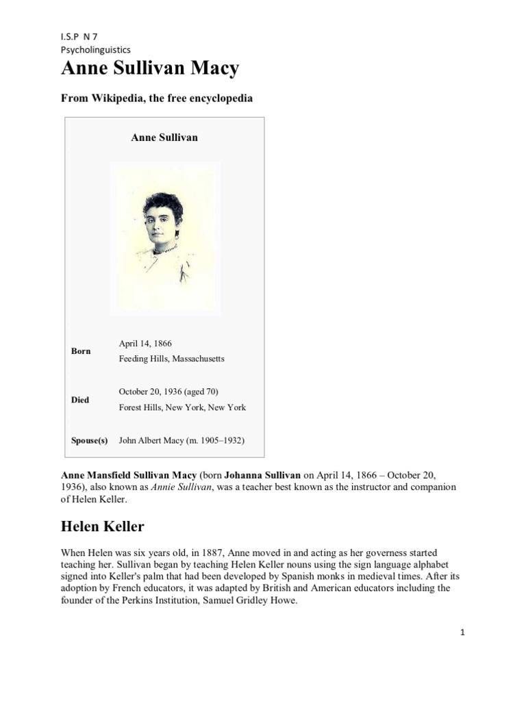 Anne Sullivan | PDF | Teaching And Learning | Further Education