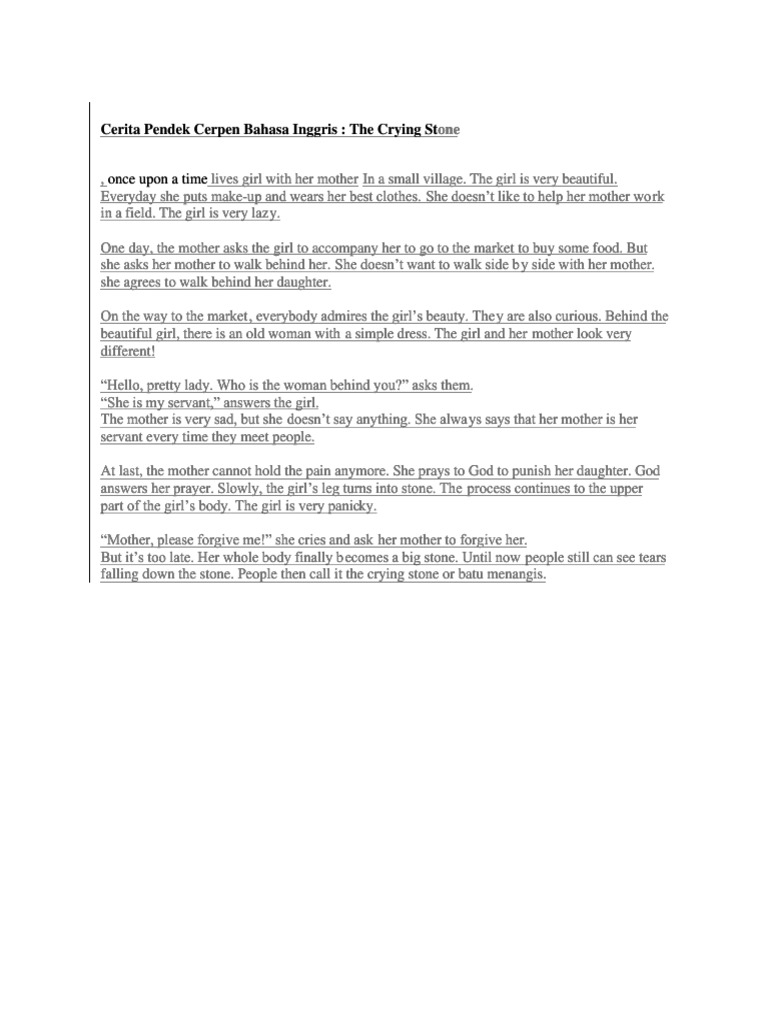 Cerita Pendek Cerpen Bahasa Inggris - Compress | PDF | Poetry