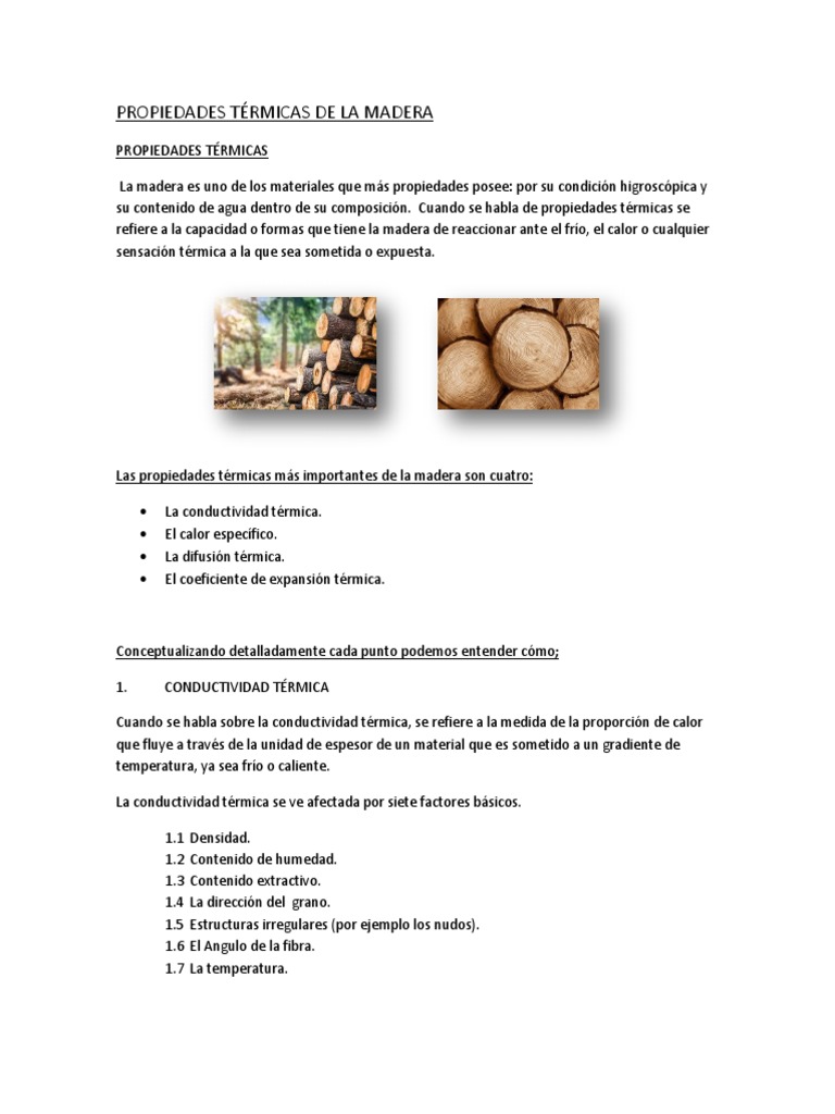 Propiedades Térmicas de La Madera | PDF | Conductividad térmica | Calor
