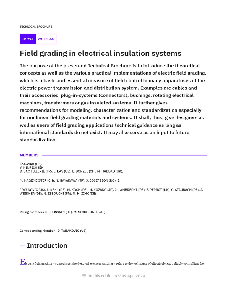 Field Grading in Electrical Insulation Systems - ELECTRA | PDF | Insulator (Electricity ...