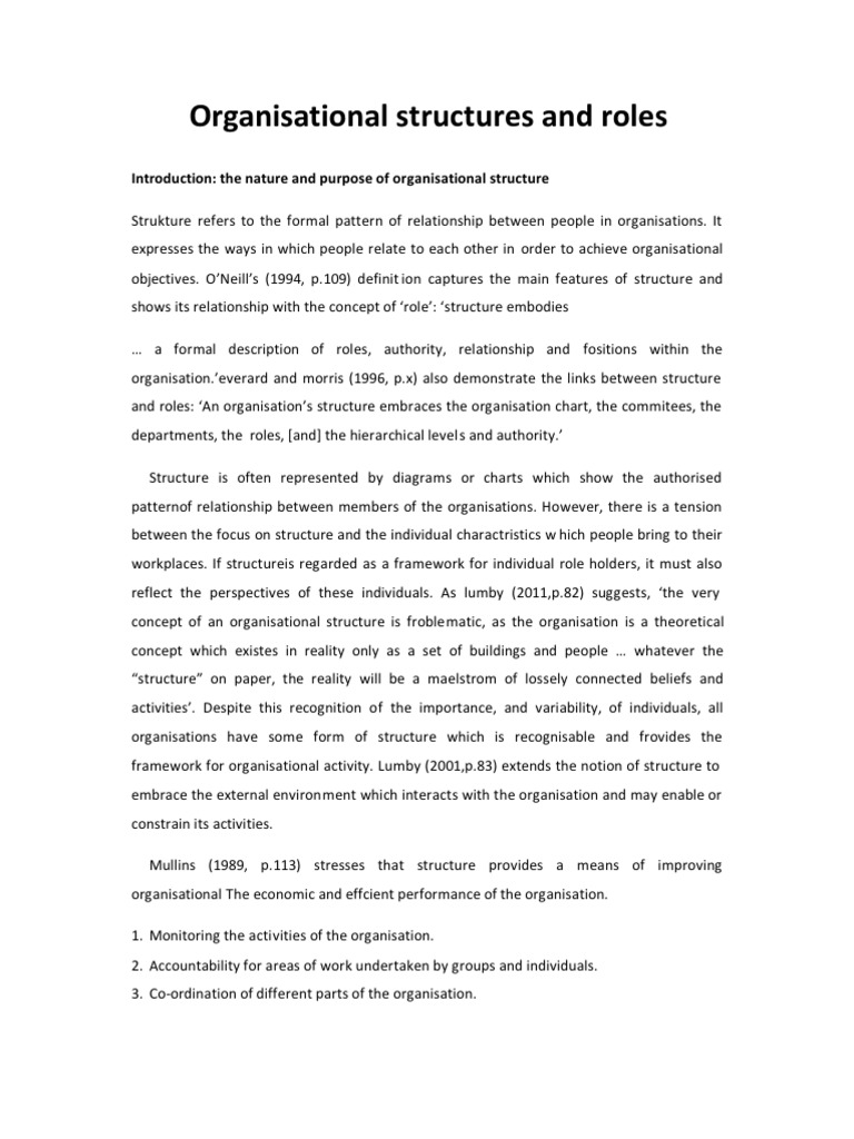 Organisational Structures and Roles | PDF | Organizational Structure ...