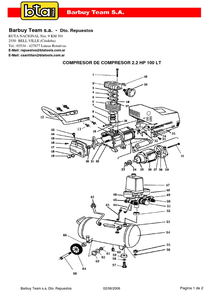 Despiece Compresor 2.2 HP | PDF | Motor de combustión interna ...