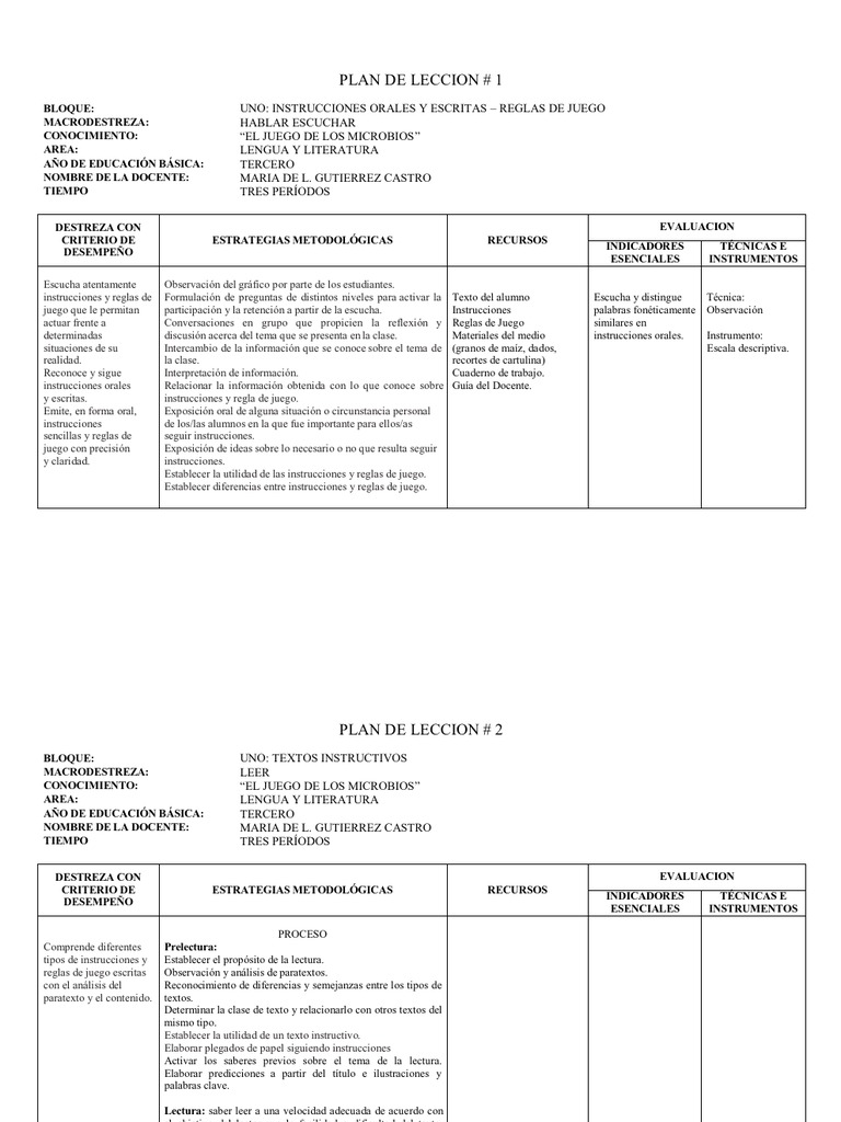 Plan de Leccion | PDF
